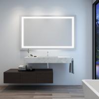China Elegant LED Bathroom Mirror with Frosted Sandblast Lighting and Adjustable Warm Cool Light For Hotel Or Home for sale