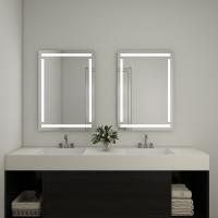 China Smart LED Bathroom Mirror with Frosted Border Light Color Temperature Changing and IP44 Rating For Hotel Or Home for sale