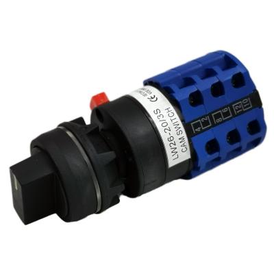 China 20 Amp LW28 Cam Silver Contact Selector 3 Position Rotary Switch with 12 Terminals for Single Hole Installation for sale