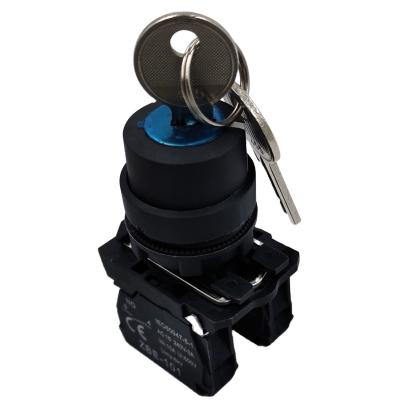 China 22mm Key Push Button Switch with 3 Position Stay Put Key Lock Selector Switch XB5 AG53  2no for sale