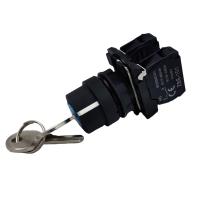 China 22mm Key Push Button Switch with 3 Position Stay Put Key Lock Selector Switch XB5 AG53  2no for sale
