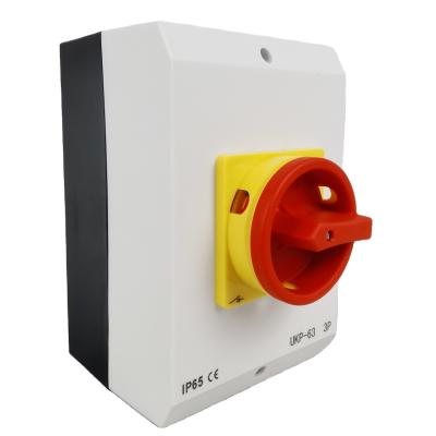 China IP65 Waterproof 3 Phase Rotary Isolator Switch 63A 3Pole AC 63A 3Pole Rotary Load Disconnector Switch Plastic Metal Instrument for sale