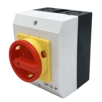 China 32A 4-Pole Rotary Load Disconnector Switch IP65 Waterproof Metal and Plastic Rotary Isolator Switch for AC 3-Phase for sale