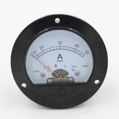 China SO-65 Panel Ampere Meter 50A Round Analog Display Measures Analog AC Current for Panel Meter Applications for sale