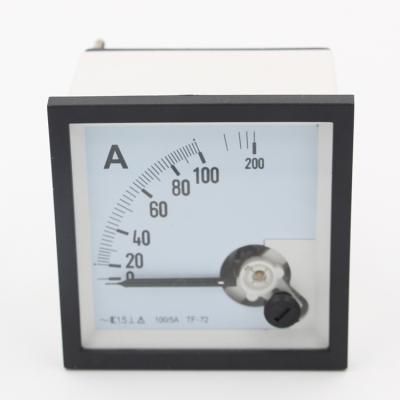 China 72*72mm Moving Iron Analog Panel Mount Amp Meter 100/5A Single Phase High Accuracy Class 1.5 0-600V AC 50/60Hz 90 Deflection for sale