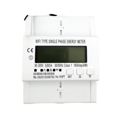 China Smart WiFi Single Phase 90-300V 5(60)A Din Rail Energy Meter 100A Max Current 2 Wires Modbus-RTU Protocol 1.0 Accuracy Class for sale