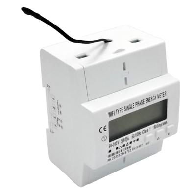 China Single Phase 2 Wire Smart KWH Energy Meter 90-300V 5(60)A 1.0 Accuracy 50/60Hz WiFi RS485 Din Rail Tuya App Control for sale