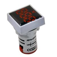 China Mini 22mm Digital Panel Meter Square LED Volt Red/Green/Yellow/Blue Backlight AC Voltage 60-500V Single Phase IP53 Screw for sale