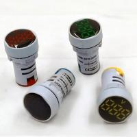 China Mini 22mm Digital Panel Meter round LED with Volt Red Green Yellow Blue Backlight Measures AC Voltage 60v to 500v Single Phase for sale