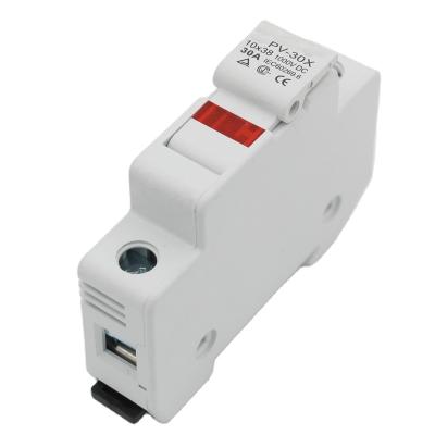 China 10X38 1A to 32A 1000V DC Solar PV Fuse Holder GPV Thermal Porcelain Fuse Base Switch with Indicator Lamp for sale