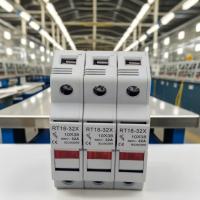 China 32A 500V Cylindrical Fuse RT18-32X 1P 2P 3P Fuse Base 10*38mm for Overload Short Circuit Protection AC 50Hz Low Voltage Panel for sale