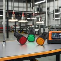 China 220 Volt LED Indicator Lights Red/Yellow/Green LEDs Plastic Material 22mm Mounting Hole IP44 Rated Screw Terminal Connector for for sale