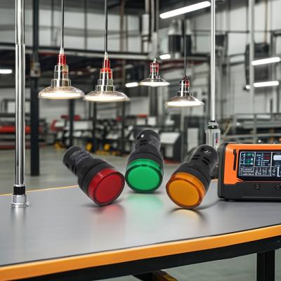 China 220 Volt LED Indicator Lights Red/Yellow/Green LEDs Plastic Material 22mm Mounting Hole IP44 Rated Screw Terminal Connector for for sale