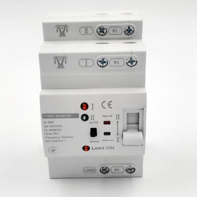 China 2P 230V ATS Changeover Device Dual Power 80A Din Rail PC Type Automatic Transfer Switching for sale
