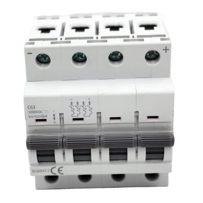 China DC Mcb Circuit Breaker 6A to 63A Curve C IP20 DC MCB for Solar PV System 63A 4P 1000V DC for sale