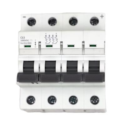 China 4P 1000V DC Mcb Circuit Breaker 6A to 63A Curve C IP20 DC Miniature Circuit Breaker for Solar PV System for sale