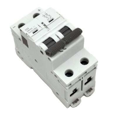 China 2P 500V DC Circuit Breaker 6A to 63A Curve C IP20 DC Miniature Circuit Breaker for Solar PV System for sale