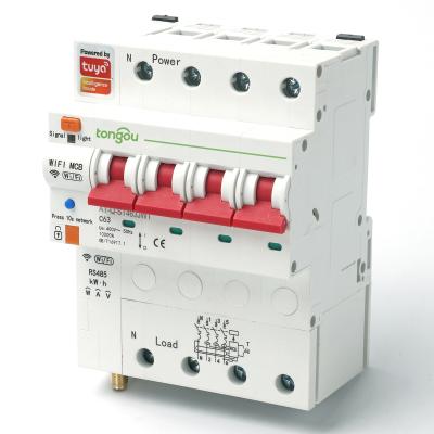 China Tuya 4-Pole 80A MCB Circuit Breaker Smart Wifi Remote Control Switch 4G SIM Plastic Silver Copper Industrial OEM 6KA Breaking for sale