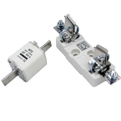 China High Breaking Capacity 500V 120KA gG 160A HRC Ceramic Blade Fuse Block for Thermal Usage with NT2 NH2 Hrc Fuse Link for sale