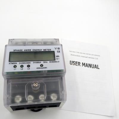China 3 Phase 4 Wire  Energy Meter XTM024 Series Din Rail Smart Digital  KWH Meter 3*20(80)A 380V for sale