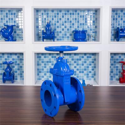 China F4 Soft Sealing Gate Valve QTG50 DN100 GGG50 Blue Red Water Gas Oil for sale