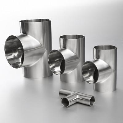 China Inox 304 Stainless Steel Equal Tee Pipe Fittings DN10-200 Food Grade SS304/SS316L Welding Connection for sale