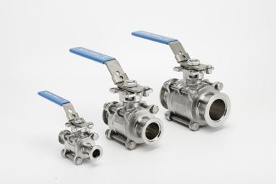 China SS316L Sanitary ISO Vacuum 3PC Ball Valve 1/2-4 Inch KF Fittings with 3A CE Certification for sale