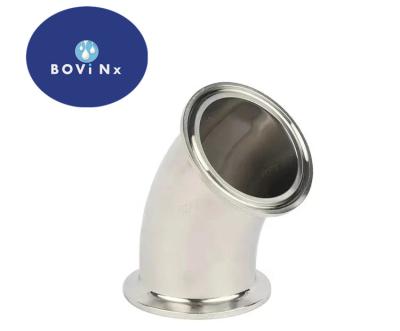 China Stainless Steel 304L Clamped 45 Degree Short Bend Elbow Pipe Fitting 1/2 to 6 Inch for sale