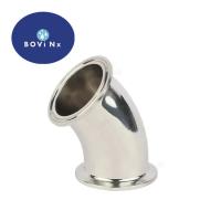 China Stainless Steel 304L Clamped 45 Degree Short Bend Elbow Pipe Fitting 1/2 to 6 Inch for sale