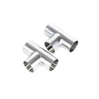 China Stainless Steel 304 316L Sanitary Welded Tee 3A SMS DIN BPE Mirror Three Clip Joint for sale