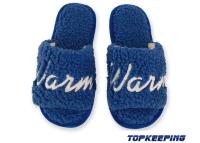 China Blue PVC Fluffy Plush Warm Fur Slide Slipper Winter Iutdoor House for sale