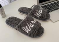 China Blue PVC Fluffy Plush Warm Fur Slide Slipper Winter Iutdoor House for sale