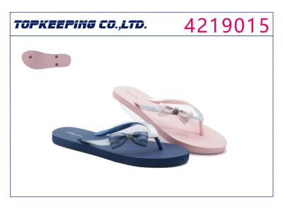 China Bow Decoration Women PE Flip Flop With Shiny Glitter Strip for sale