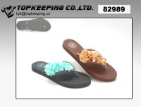 China Latest Rubber Flower Women Flip Flop Lady Beach Slide Slipper for sale