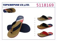China Outdoor Beach Flat Male Flip Flop PU Print Sole for sale