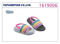 China Summer Beach Rainbow Bling Kids Eva Sandals Plastic PVC Strip for sale