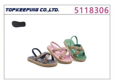 China Cork Grain Rubber Outsole Curved Kids Flower Sandals EVA for sale