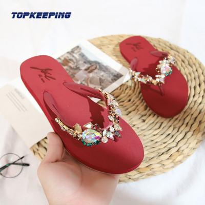 China Summer Classy Lady PE Slipper Bling Diamond Beach Season for sale