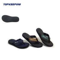 China Summer Beach Fabric Soft Rubber Slippers PU Black EVA Thick Sole Flip Flops Mens for sale