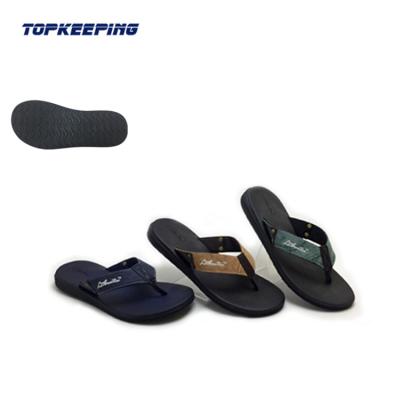 China Summer Beach Fabric Soft Rubber Slippers PU Black EVA Thick Sole Flip Flops Mens for sale