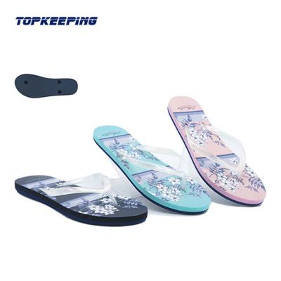 China Custom Print Summer Ladies Flip Flop Pink Wedge EVA for sale