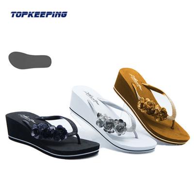 China Summer Eva Flip Flop Wedge Black Glitter Flip Flop For Woman Heel for sale