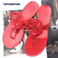China Open Toe Jelly Slippers Womens Uk Summer Flat Black Sandal For Ladies for sale