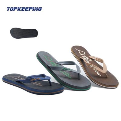 China Fashion Men Soft Rubber Slippers Compound Rubber EVA Sole Flip Flop Blank Grey Brown for sale