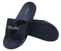 China Indoor Plain Ladies Black Slippers EVA Mutispandex for sale