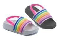China Summer Beach Rainbow Bling Kids Eva Sandals Plastic PVC Strip for sale