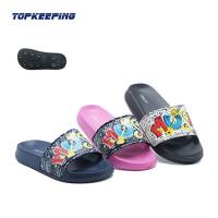 China Simple Flat Girl Kid Flip Flop With Print PU Upper for sale