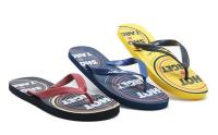 China Men PVC Top PE Small Heel Flip Flop Slippers White Big Label for sale