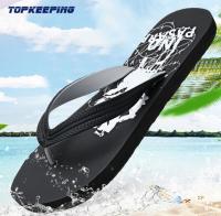 China Classic Black Summer Beach Flip Flops For Man Custom Logo for sale