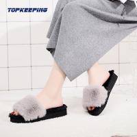 China Custom Winter Outdoor Sliders Womens Fluffy For Lady for sale
